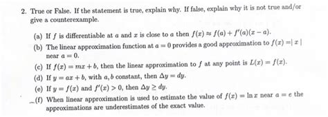 solved 2 true or false if the statement is true explain