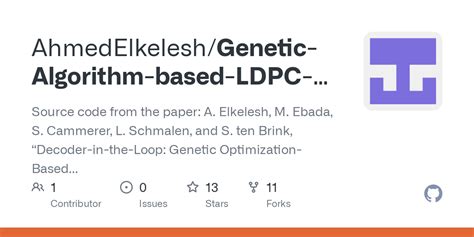 github ahmedelkelesh genetic algorithm based ldpc code design source code from the paper a