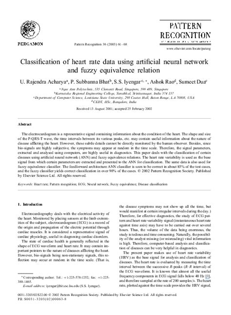 pdf classification of heart rate data using artificial neural network and fuzzy equivalence