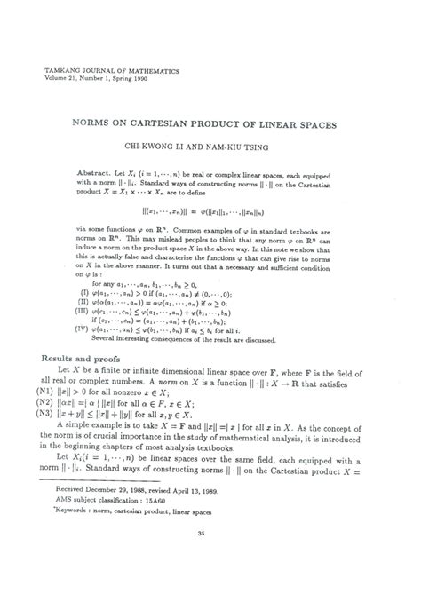 pdf norms on cartesian product of linear spaces