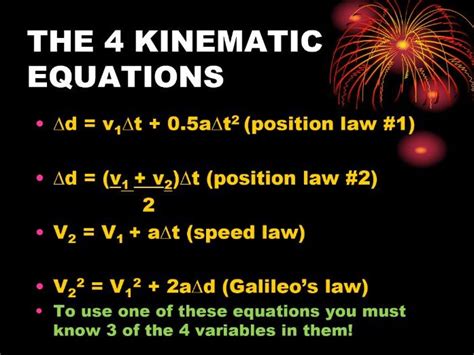 POSITION LAWS Kinematic Equations Ppt Grade 11 Physics Power Point
