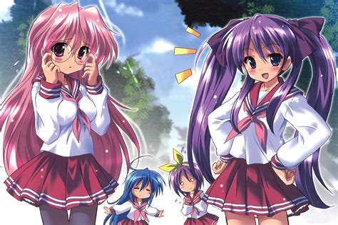 Blue Eyes Blue Hair Glasses Hiiragi Kagami Izumi Konata Komatsu Eiji Long Hair