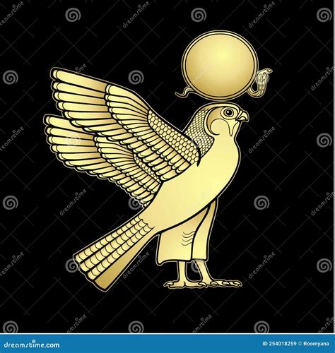 Animation Color Drawing Sacred Egyptian Falcon Bird God Horus Deity Of Heaven And Sun Stock