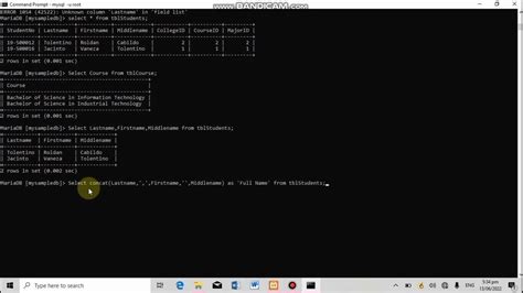 selecting column in a multiple records using mariadb youtube
