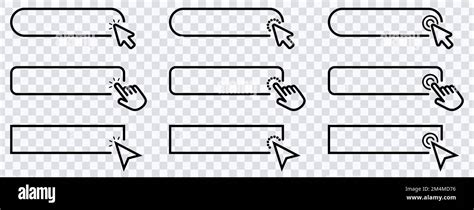 Click Cursor Set Button With Hand Pointer Clicking Click Here Web