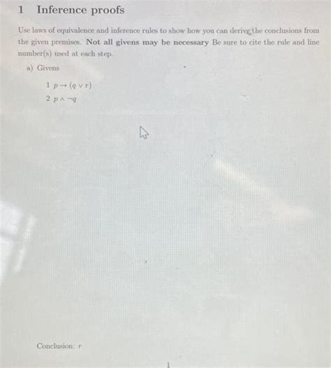 solved 1 inference proofs use laws of equivalence and