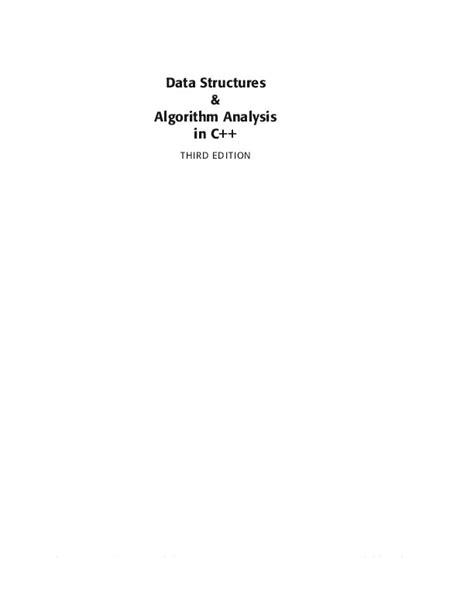 Data Structures And Algorithm Analysis In C Weiss 3rd Edition Table Of Contents Only