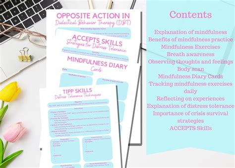 DBT Workbook Dbt Cheat Sheet Dbt Cards DBT Worksheet DBT Diary Card