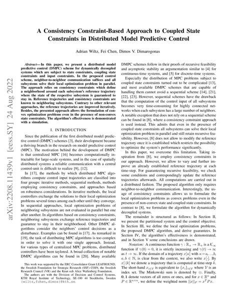 a consistency constraint based approach to coupled state constraints in distributed model