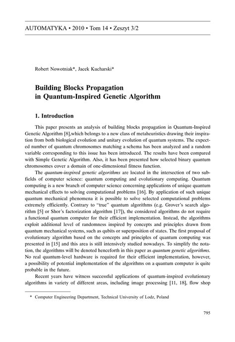 pdf building blocks propagation in quantum inspired genetic algorithm
