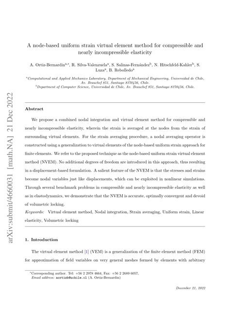 pdf a node‐based uniform strain virtual element method for compressible and nearly