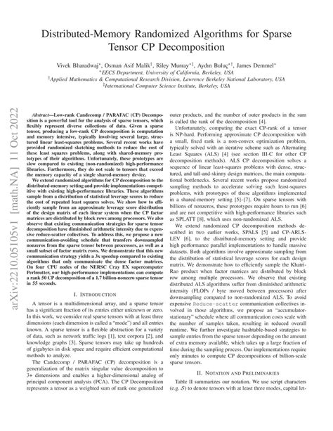 distributed memory randomized algorithms for sparse tensor cp decomposition deepai