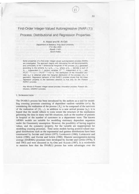 pdf first order integer valued autoregressive inar 1 process distributional and