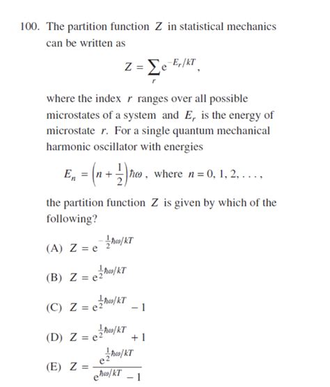 solved 100 the partition function z in statistical