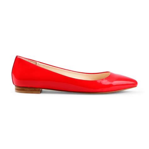 C Wonder Patent Leather Pointed Toe Flat In Red Fire Lyst