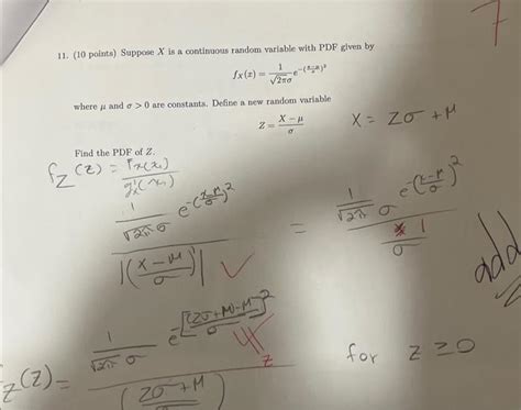 Solved 11 10 Points Suppose X Is A Continuous Random Chegg