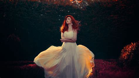 Bare Shoulders Nature Women Model Looking Away Women Outdoors White Dress Sunlight