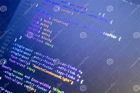 web development code css less styles preprocessor script lines editorial photo image of