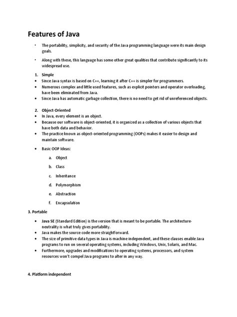 features of java pdf java programming language java virtual machine