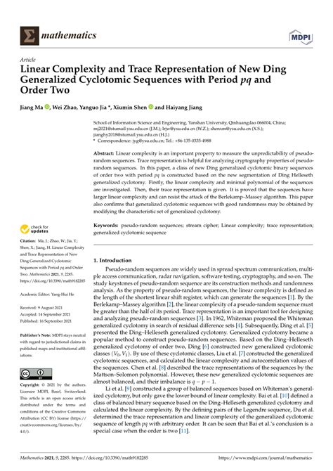 pdf linear complexity and trace representation of new ding generalized cyclotomic sequences