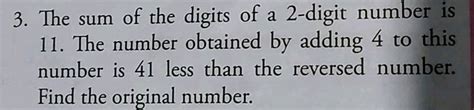 the sum of the digits of a two digit number is 5 if the digits are reversed the new number is