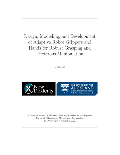 pdf design modelling and development of adaptive robot grippers and hands for robust