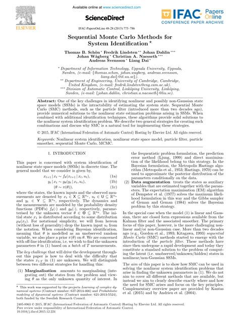 pdf sequential monte carlo methods for system identification