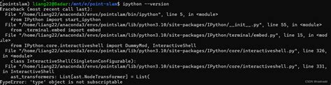 ipython报错：in interactiveshell ast transformers list[ast nodetransformer] list typeerror ‘ty
