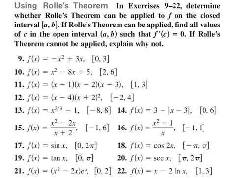 solved using rolle s theorem in exercises 9 22 determine
