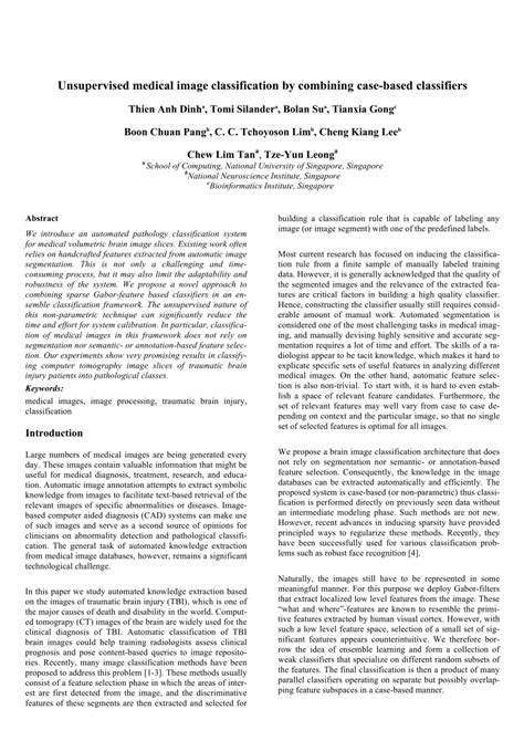 pdf unsupervised medical image classification by combining case based classifiers