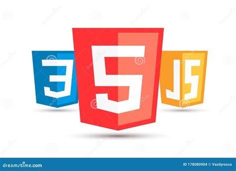 conjunto de iconos html5 css3 js conjunto de iconos de logotipo de desarrollo web de html css y
