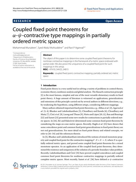 pdf coupled fixed point theorems for α Ψ contractive type mappings in partially ordered metric