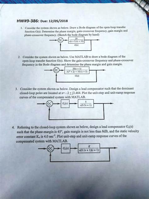solved hw 9 386 due 12 05 2018 1 consider the system shown below draw a bode diagram of the