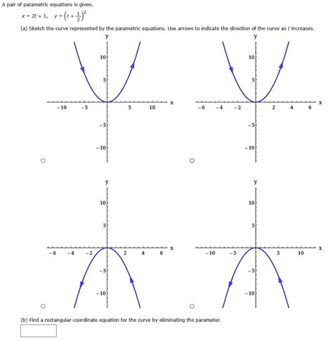solved pair of parametric equations is given x 2t 1 y t 2 2 sketch the curve represented