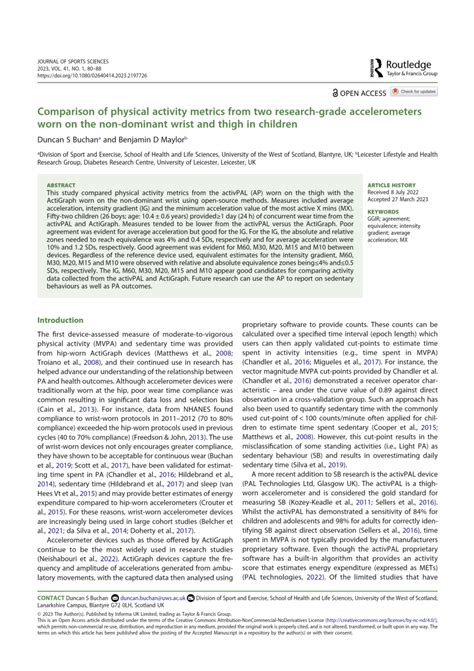 pdf comparison of physical activity metrics from two research grade accelerometers worn on the