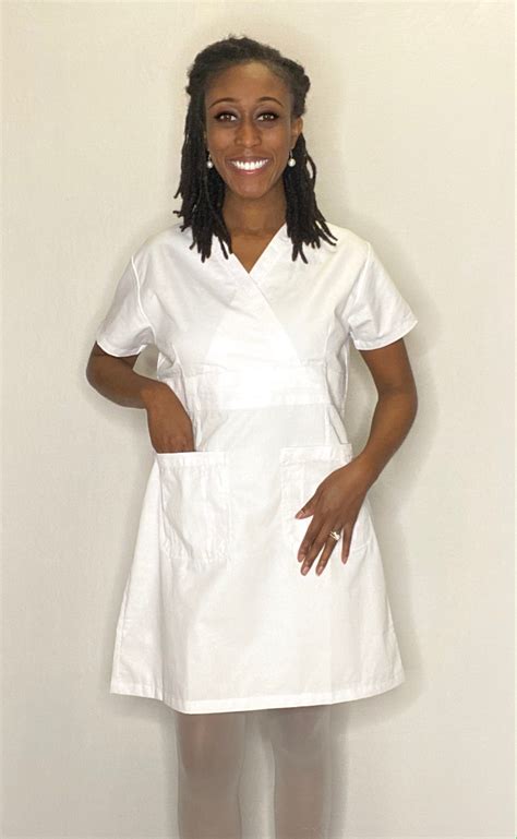 White Scrub Dress Nurse Uniform For Graduation Pinning Ceremony Etsy