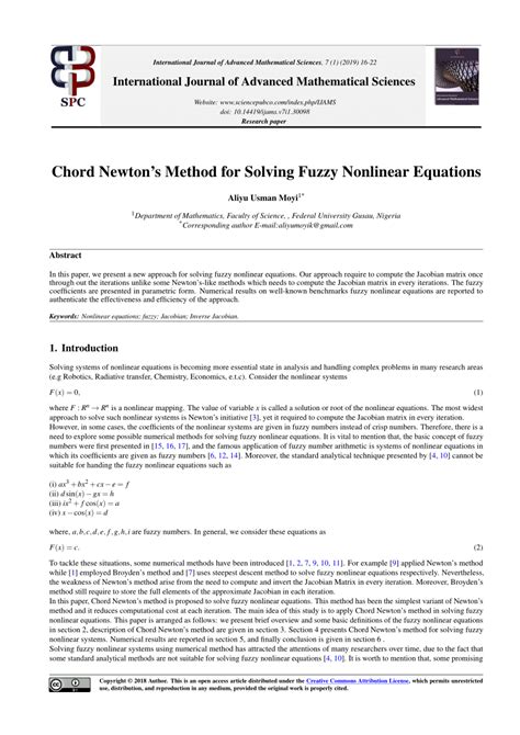 pdf chord newton s method for solving fuzzy nonlinear equations