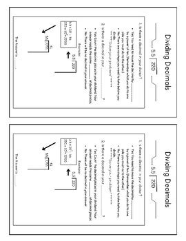 Dividing With Decimals Guided Notes Mini Anchor Charts TPT