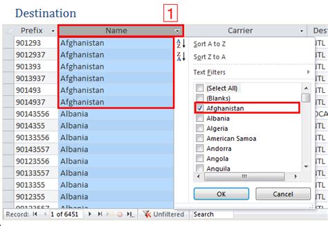 column filtering in datasheet in microsoft access 2010 with joined tables does not work stack