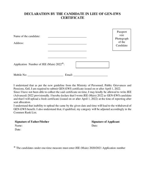 Fillable Online Jeeadv Ac InformsDECLARATIONBYTHECANDIDATEDECLARATION