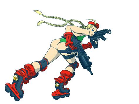 Xbooru 1girl Ahoge Ass Beret Blonde Hair Blue Eyes Braid Cammy White Capcom Dual Wielding