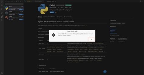 Can T Install Release Version Of Ms Python Pylint Extension Because