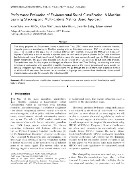pdf performance evaluation of environmental sound classification a machine learning stacking