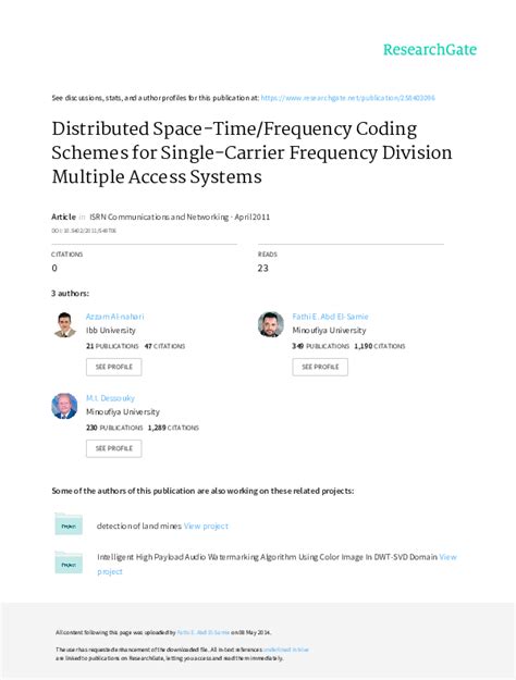 pdf distributed space time frequency coding schemes for single carrier frequency division