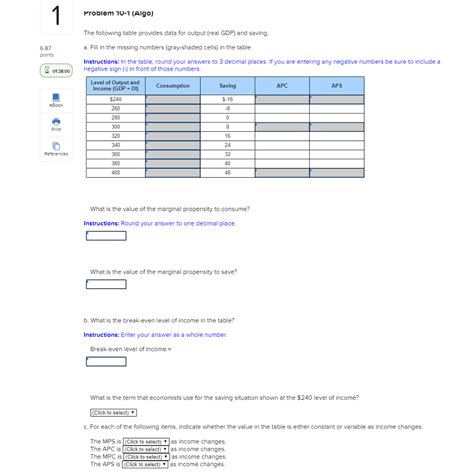 Solved Problem 10 1 AIgo The Following Table Provides Data Chegg