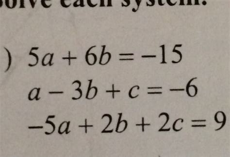 solved 5a 6b 15 a 3b c 6 5a 2b 2c 9