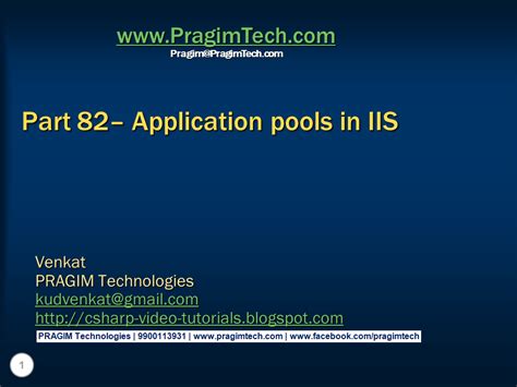 Sql Server Net And C Video Tutorial Part 82 Application Pools In IIS