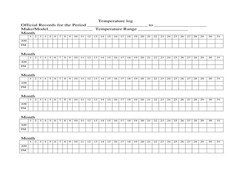 Free Printable Temperature Log Templates Excel Word PDF