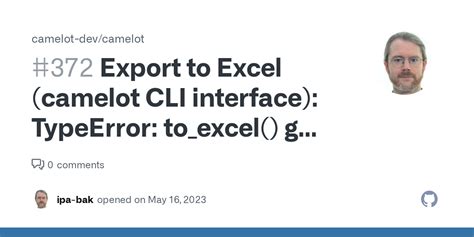 Export To Excel Camelot CLI Interface TypeError To Excel Got An
