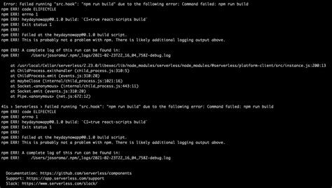 ci error failed running src hook npm run build due to the following error command